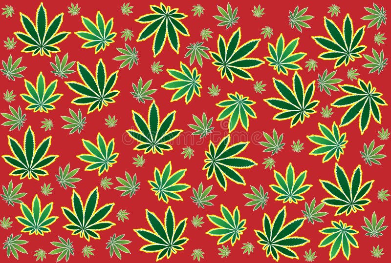 Weed Leaf Pattern in Red Background Stock Vector - Illustration of autumn, cloth: 48147129
