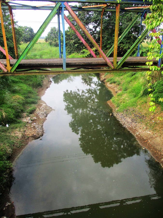 River Water Under the Old Bridge Used for Plantations and Rice Fields ...