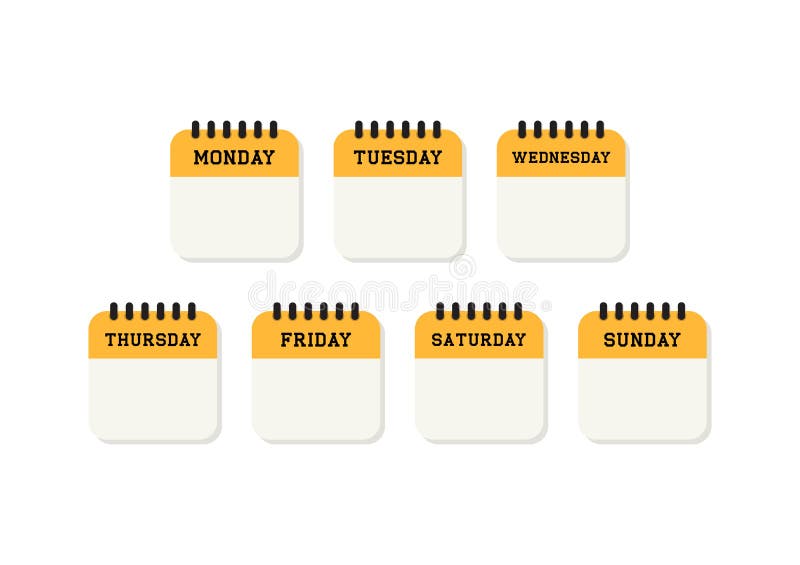 Week Calendar Flat Icon on White Background Stock Vector - Illustration ...