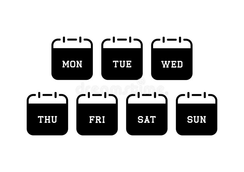 Week Calendar Flat Icon on White Background Stock Vector - Illustration ...