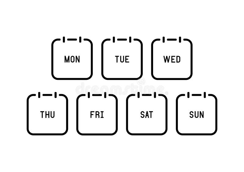 Week Calendar Flat Icon on White Background Stock Vector - Illustration ...