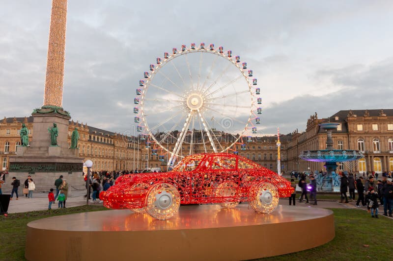 A Week before Christmas on the Main Square of Stuttgart Editorial ...