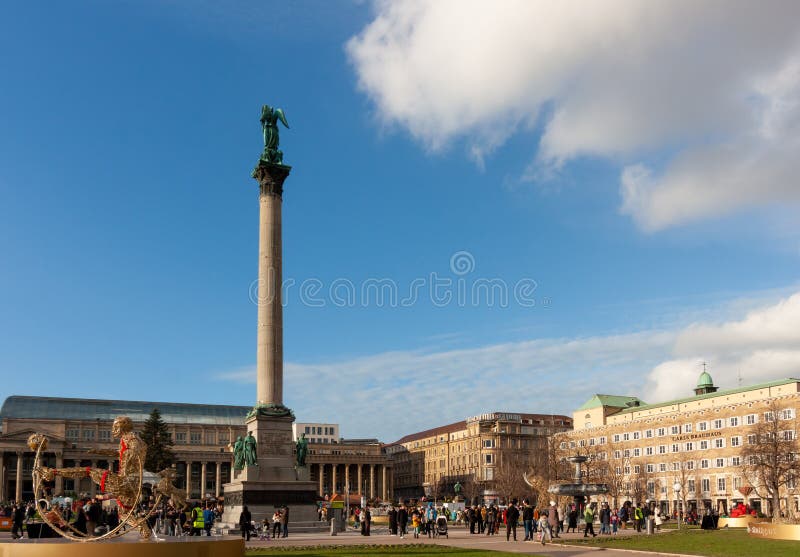 A Week before Christmas on the Main Square of Stuttgart Editorial ...