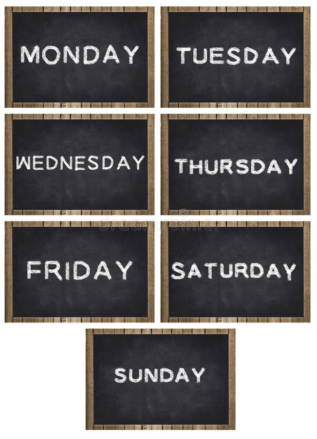 Week days on chalkboard stock illustration. Illustration of chalkboard ...