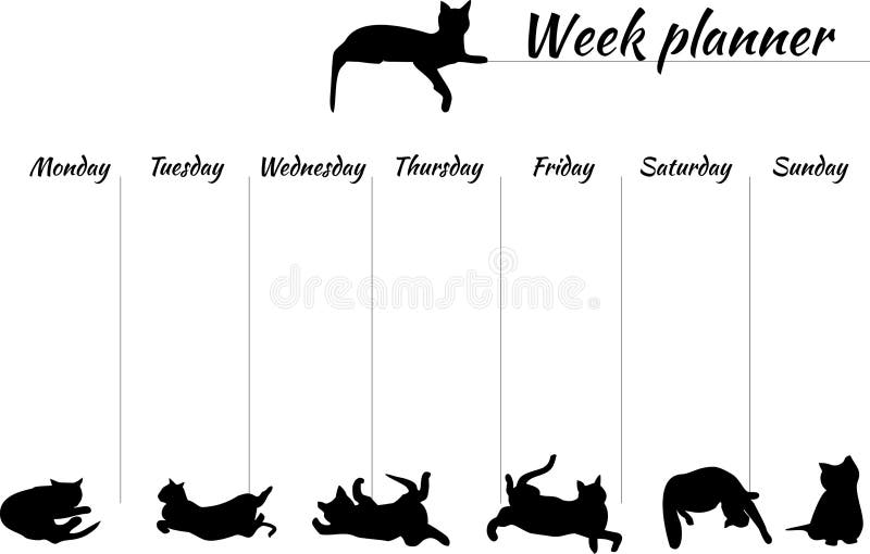 Weekly Planner Template and To Do List with Different Cute Cats Stock ...