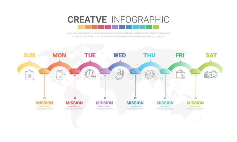 Week Timeline Diagram Calendar 7 Day, Infographic Design Vector and ...