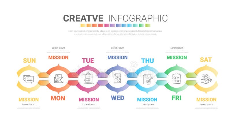 Week Timeline Diagram Calendar 7 Day, Infographic Design Vector and ...