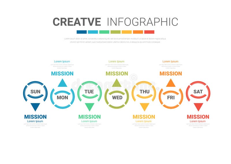 Week Timeline, Diagram Calendar 7 Day, 7 Options, Infographic Design ...