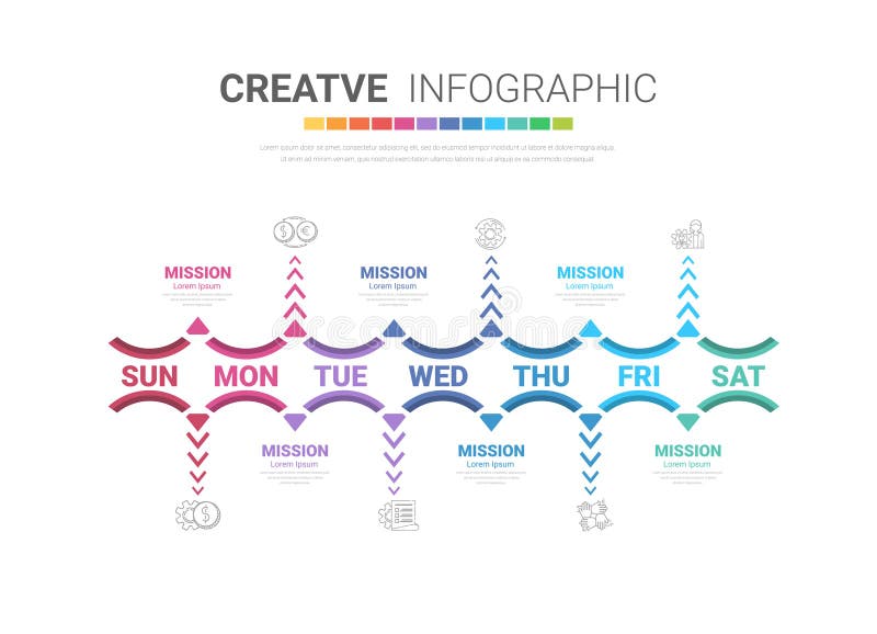 Week Timeline, Diagram Calendar 7 Day, 7 Options, Infographic Design ...