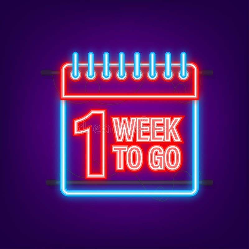 1 Week To Go. Neon Style Icon. Vector Typographic Design Stock Vector ...