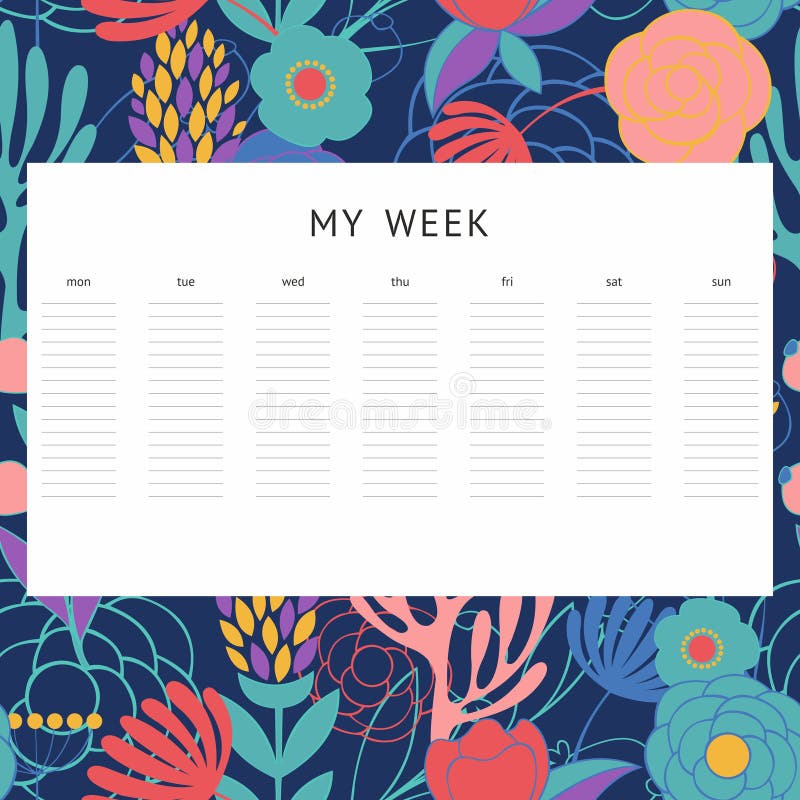 A Week. Vector Decorative Background Stock Vector - Illustration of ...