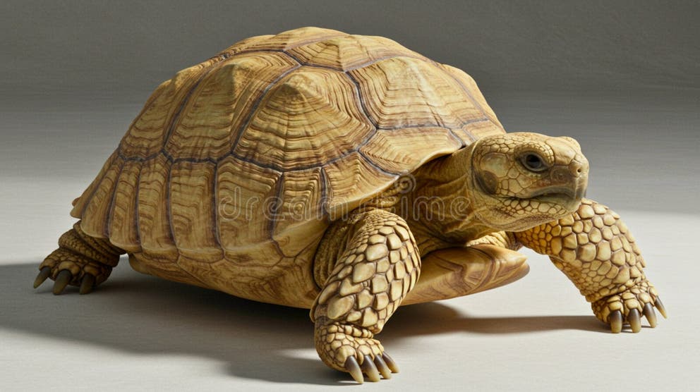 African Spurred Tortoise (Sulcata) Studio Portrait Stock Illustration ...