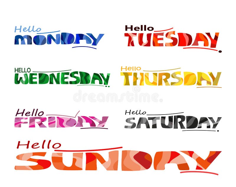 Weekdays Signs Stock Illustrations – 5 Weekdays Signs Stock ...