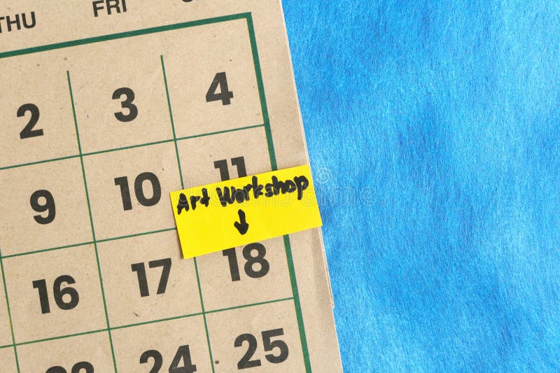 Weekend Art Workshop Class Reminder on Calendar. Weekend Wellness and ...