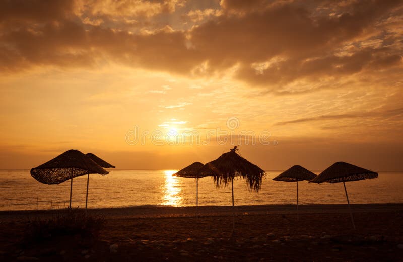 Weekend on the Beach at Sunset Stock Image - Image of chair, idyllic ...