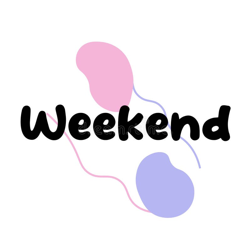 Weekend Colorful Illustration with Text in Memphis Style for Website ...