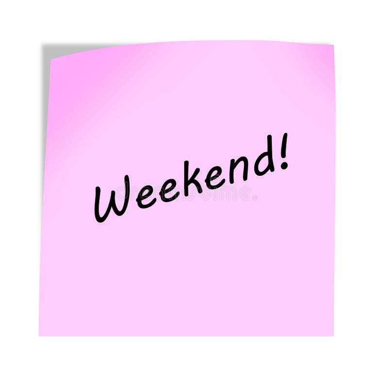 Weekend 3d Illustration Post Note Reminder with Clipping Path Stock ...