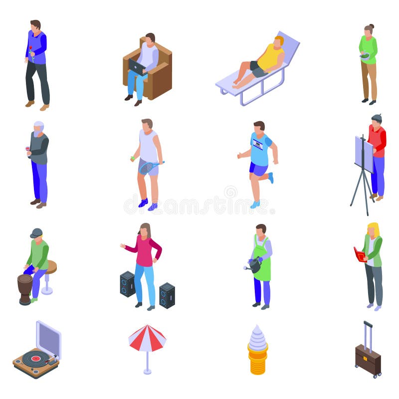 Weekend Icons Set, Isometric Style Stock Vector - Illustration of home ...
