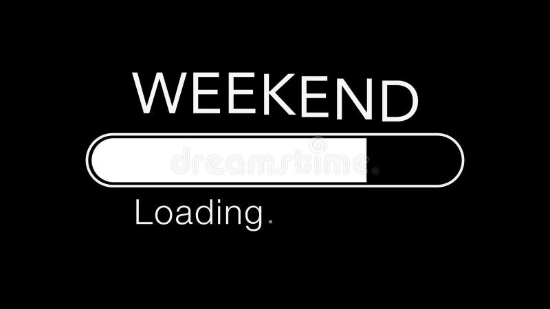 Weekend Loading Bar Loop Animation Isolated on Black Background Stock ...