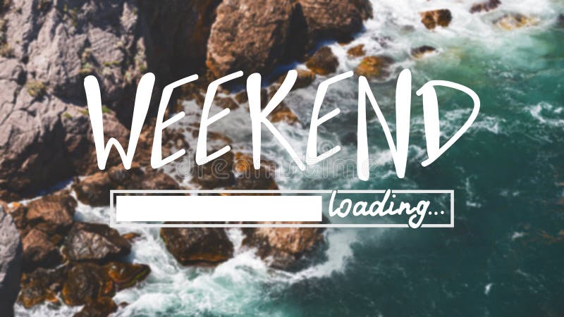 Weekend Loading, Blue Chalkboard with Text Stock Photo - Image of ...