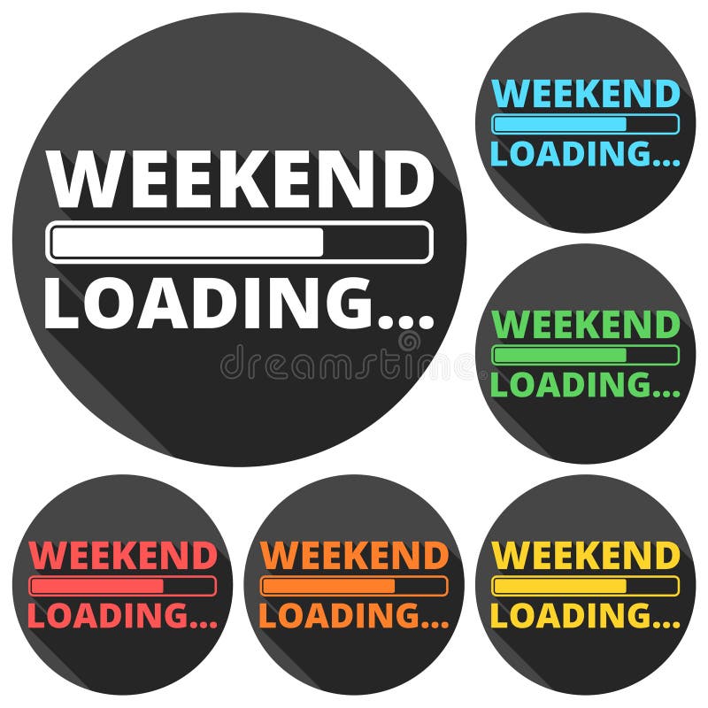 Weekend Loading Icons Set with Long Shadow Stock Vector - Illustration ...
