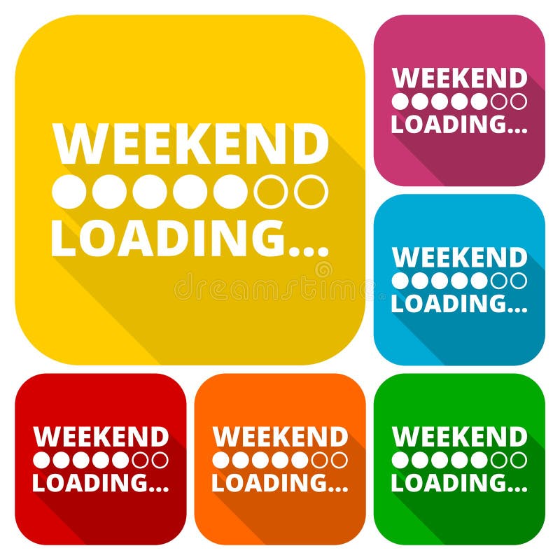 Weekend Loading Icons Set with Long Shadow Stock Vector - Illustration ...