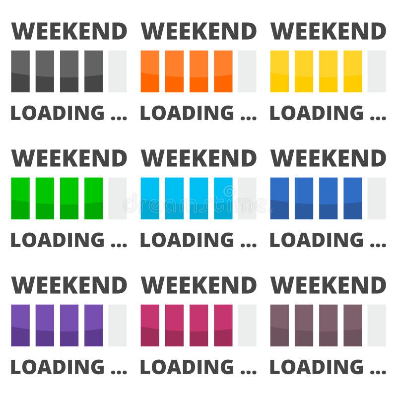 Weekend Loading icons set stock vector. Illustration of page - 100639298