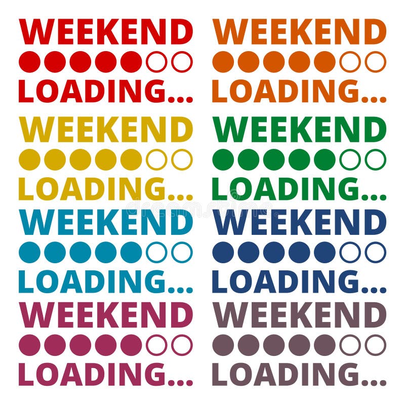 Weekend Loading icons set stock vector. Illustration of motivate ...