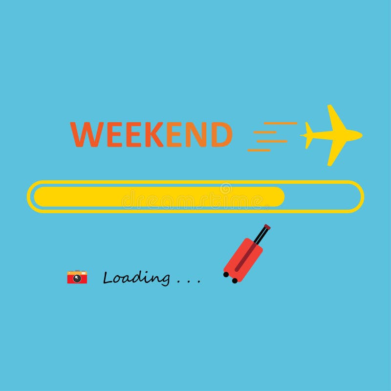 Weekend Loading, Traveling on Holiday, Weekend Concept, Flat Design ...