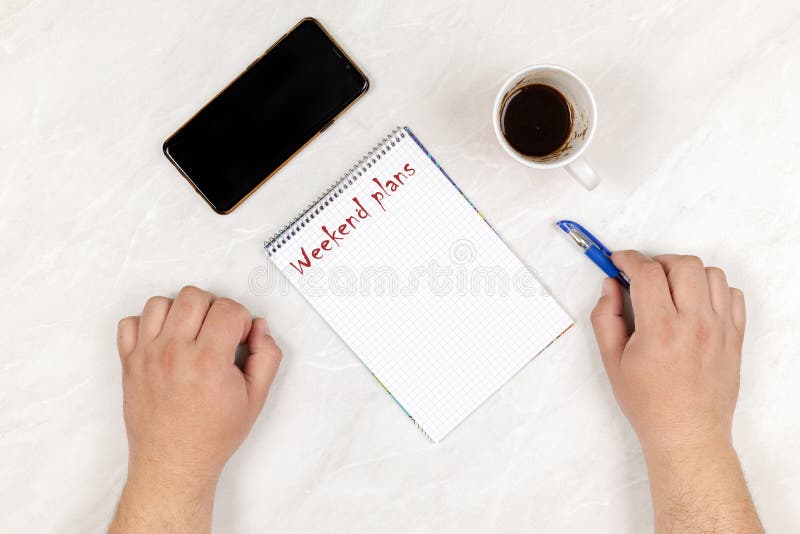 Weekend Plans Empty List with Copy Space on Mobile Phone Stock Photo ...