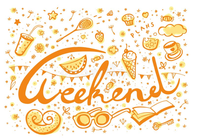 Weekend Plans Symbols - Doodle Vector Stock Vector - Illustration of ...