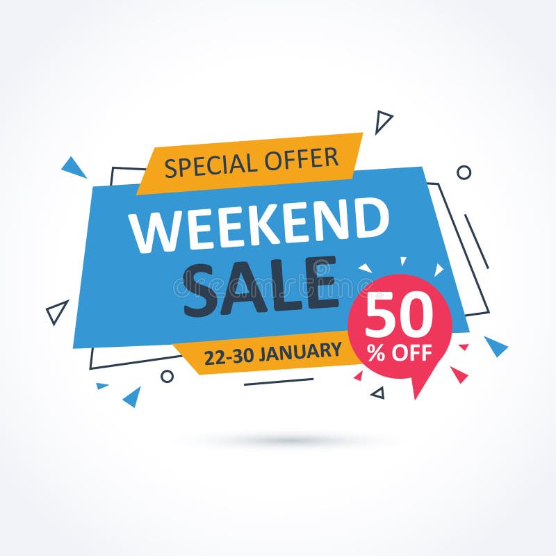 Weekend Sale Banner with Discount Stock Vector - Illustration of monday ...