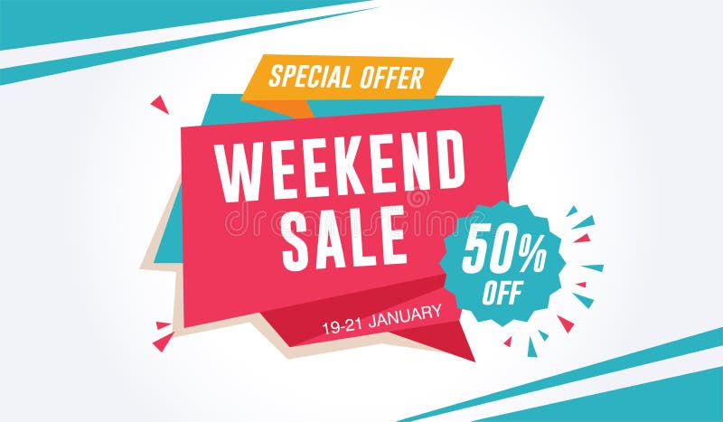 Weekend Sale Special Offer Banner Template. 50 Off Stock Vector ...