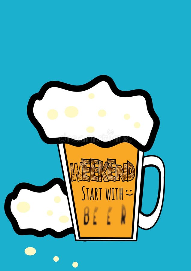 Weekend Start with Beer Comic Image Stock Illustration - Illustration ...