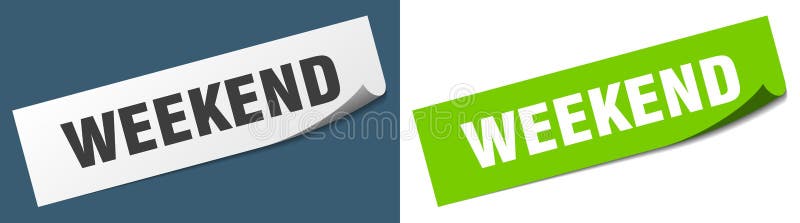 Weekend Sticker. Weekend Sign Set. Stock Vector - Illustration of white ...