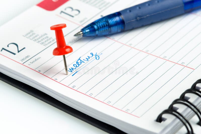 Weekly Agenda with Spiral and Pin Stock Photo - Image of clean, time ...