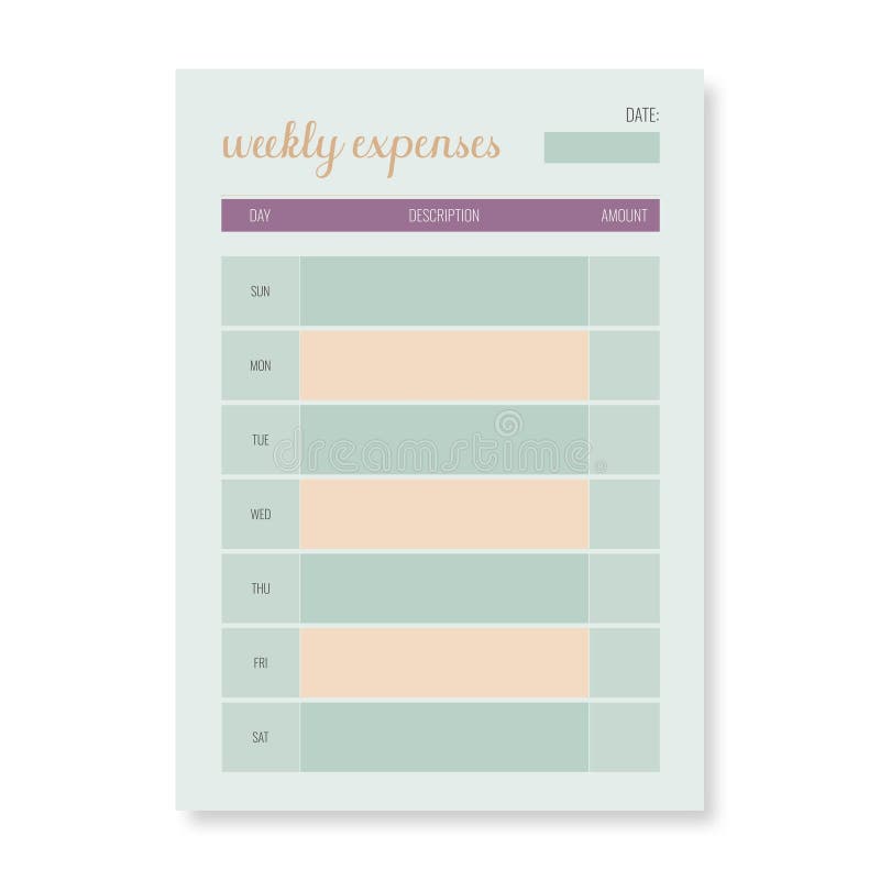 Weekly Budget Planner. Vector Illustration Stock Vector - Illustration ...