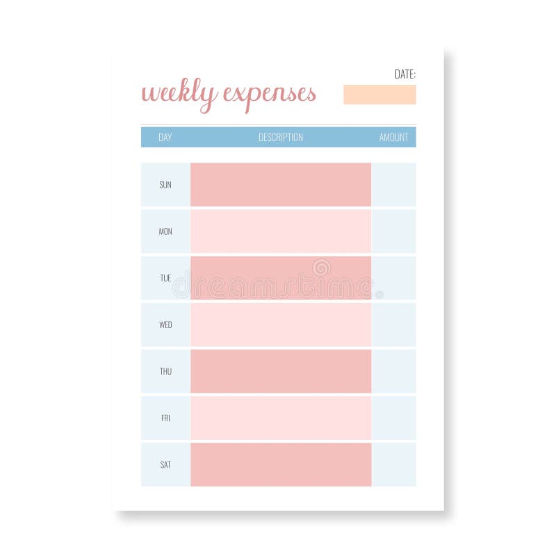 Weekly Budget Planner. Vector Illustration Stock Vector - Illustration ...