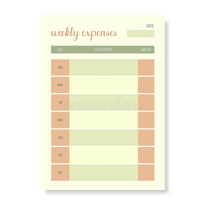 Weekly Budget Planner. Vector Illustration Stock Vector - Illustration ...