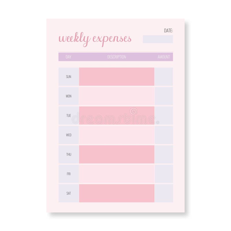 Weekly Budget Planner. Vector Illustration Stock Vector - Illustration ...
