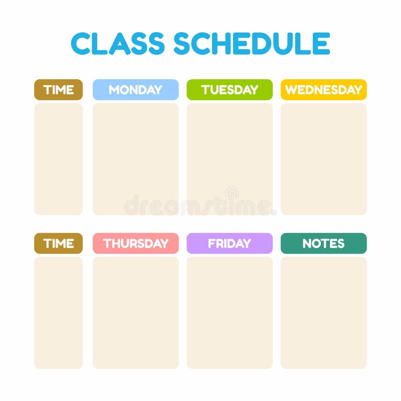 Weekly Class Schedule Template. Organizer Planner and Schedule with ...