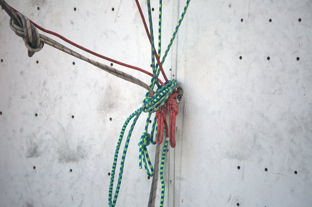 Weekly Climbing Wall. Static Ropes are Interconnected Stock Photo ...