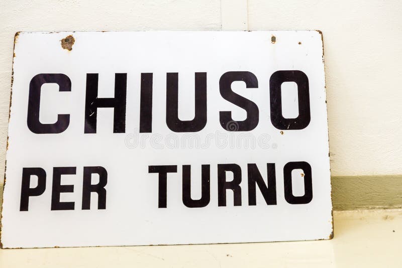 Weekly closure day stock photo. Image of signboard, italian - 138940288