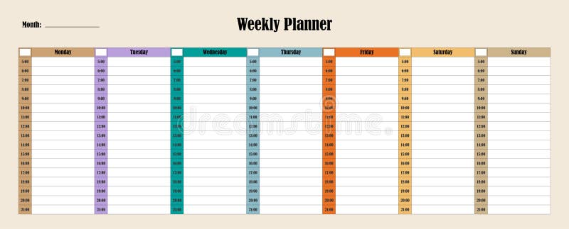 Weekly Colorful Planner, Time Management Stock Vector - Illustration of ...