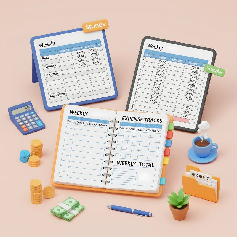 Bookkeeping Spreadsheet Pink Background Stock Illustrations – 5 ...