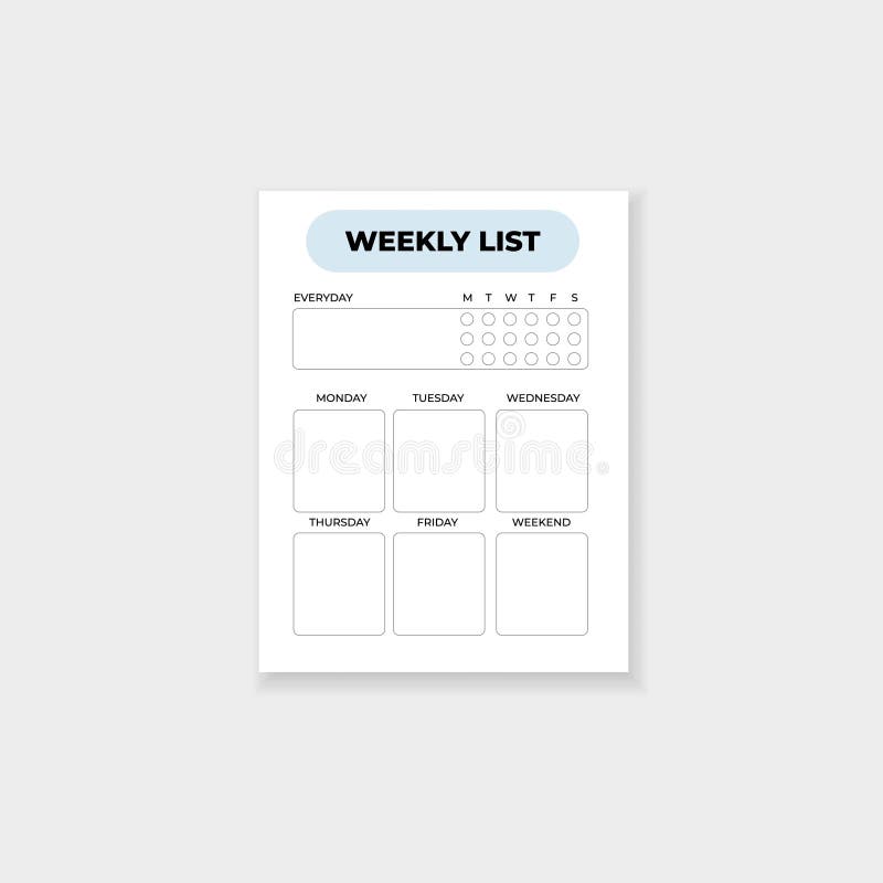 Weekly List Planner Template with Days of the Week for Efficient ...
