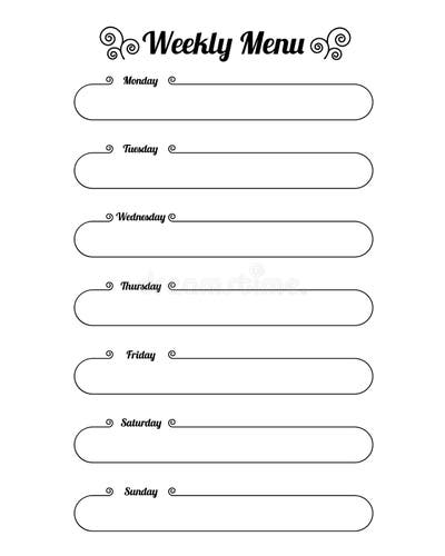 Blank Weekly Menu Stock Illustrations – 263 Blank Weekly Menu Stock ...