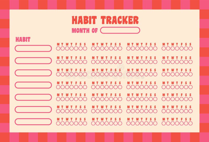 Monthly Habit Tracker Printable Template, Routine Tracker, A4, A5 Stock Illustration ...