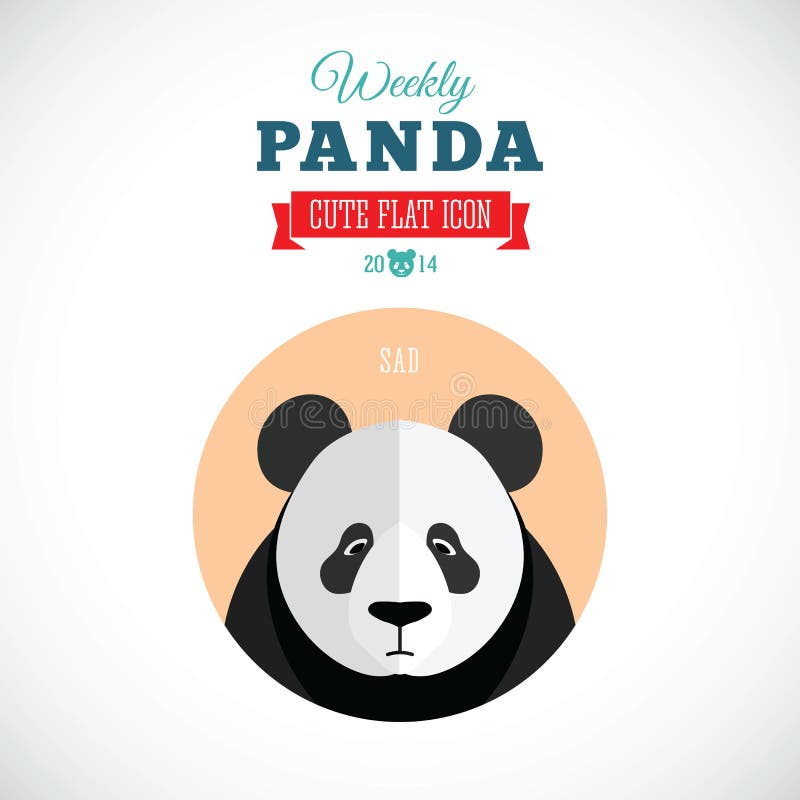 Weekly Panda Cute Flat Animal Icon - Sad Stock Vector - Illustration of ...