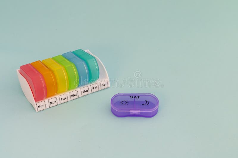 Weekly Pill Organizer Plastic Pill Storage Boxes Stock Image - Image of ...